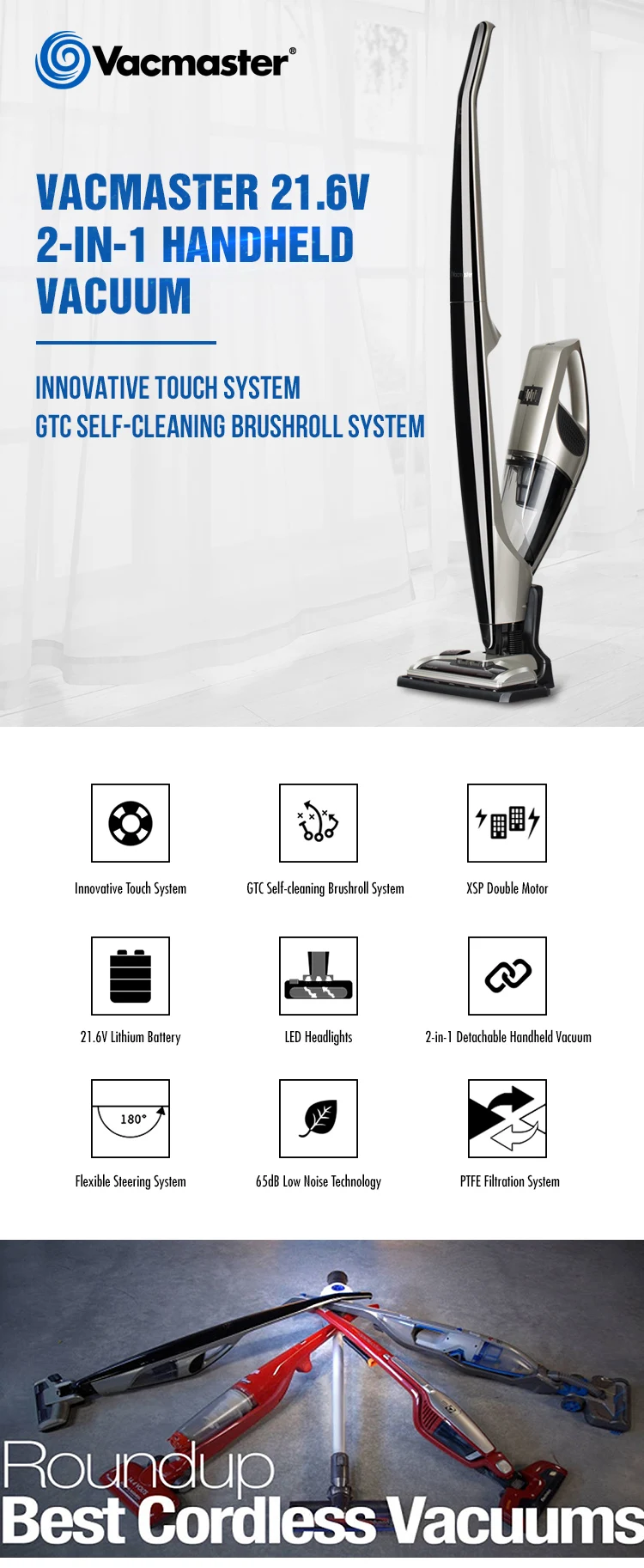 Vacmaster 21.6V Cordless Vacuum Cleaner - Versatile & Efficient
