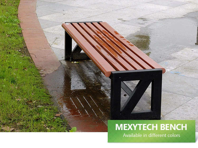 Cheap Outdoor Waterproof Wpc Park Seating Long Backless 3 Seat Plastic ...