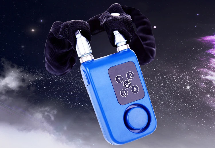 Bike Door Chain Electronic Lock Keyless 4 Digital Password Alarm Chain ...