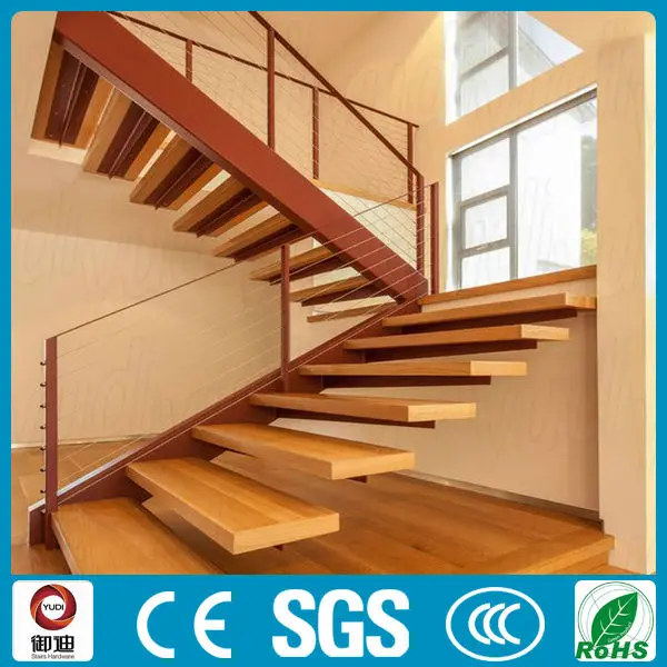 Open Riser Double Stringers U Shape Glass Tread Straight Commerical ...