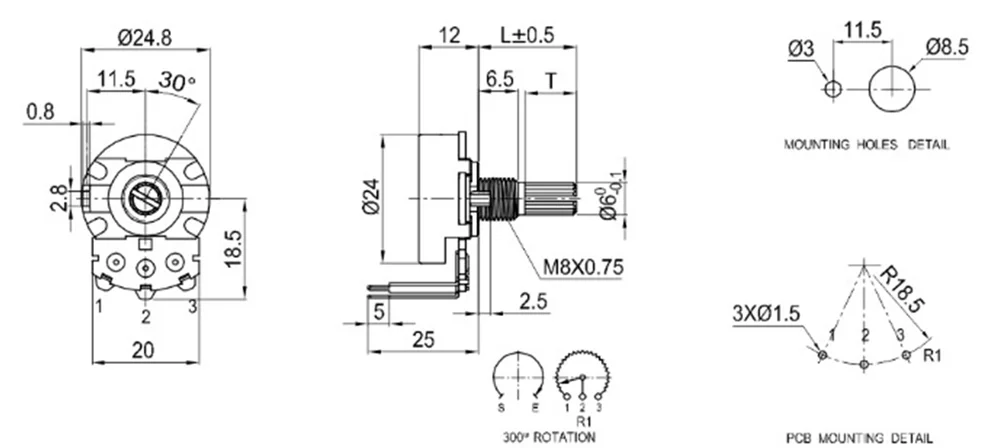 360 Degree Endless Precision Rotary Potentiometer DY