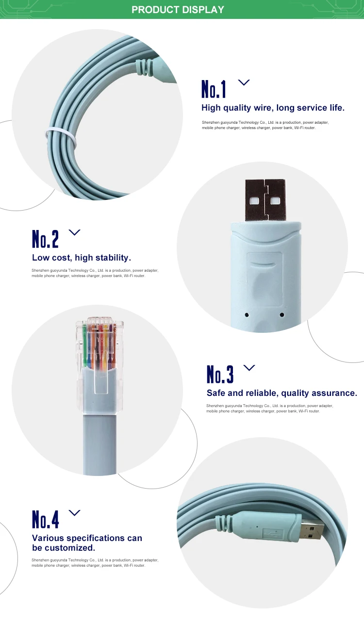 1.8m Usb To Serial / Rs232 Console Rollover Cable For Cisc Routers Rj45 ...