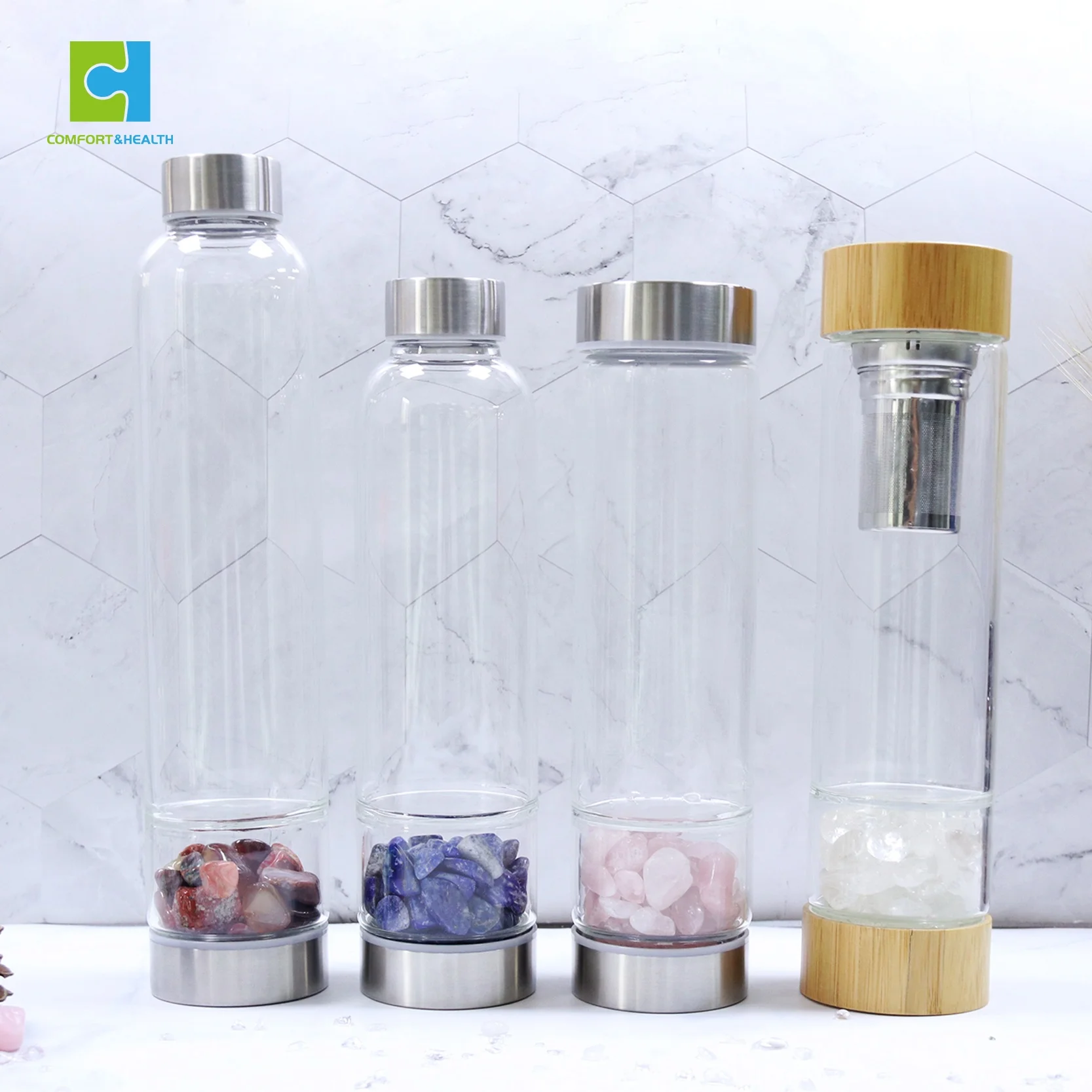 Gemstone Infused Shungite Crystals Healing Energy Stones Glass Water ...