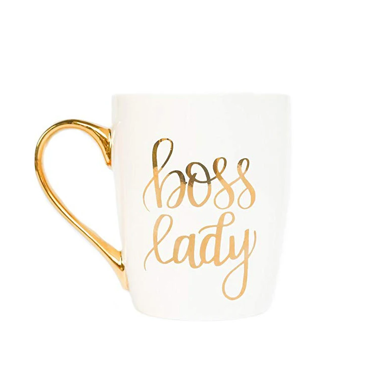 Gold Coffee Mug Large Fancy Handle Inspirational Cup Cute Motivational ...
