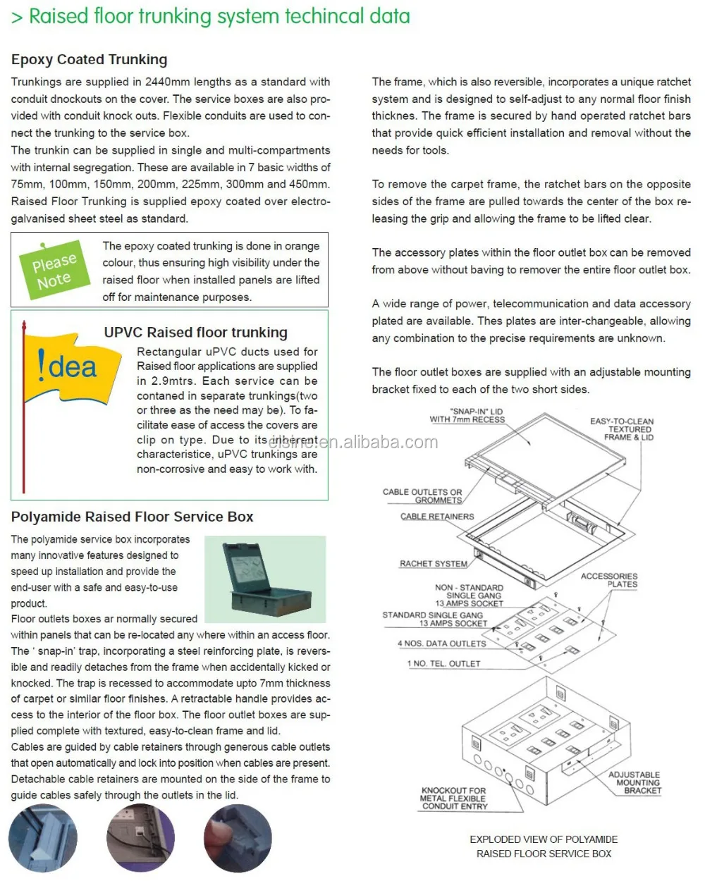 Electrical Raised Floor Box Systems - under Floor Flush Outlet Box