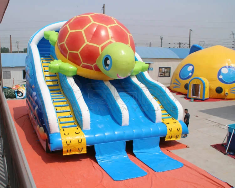 0.55mm Pvc Turtle Themed Family Fun Inflatable Water Slide For Kids ...
