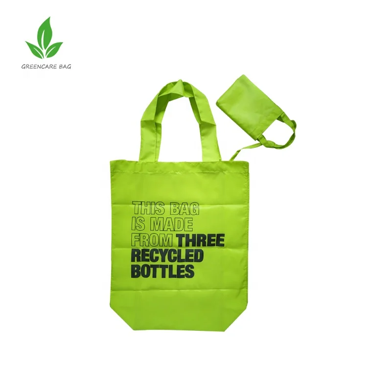 Recycled Pet Polyester Green Tote Supermarket Bag Foldable - Buy Bag ...