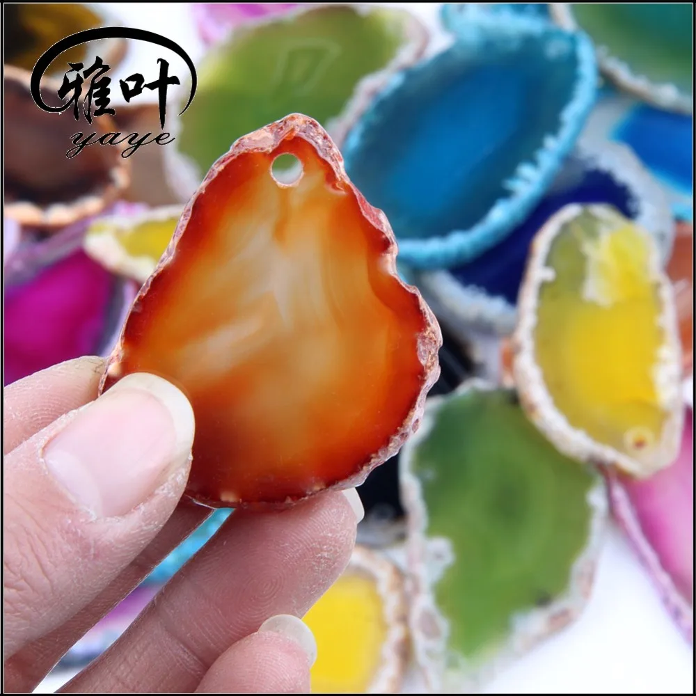 Wholesale Natural Agate Slice With Geode Colorful Polished Agate Slices ...