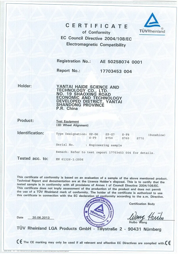 Wheel Alignment Equipment with CE & ISO Certification