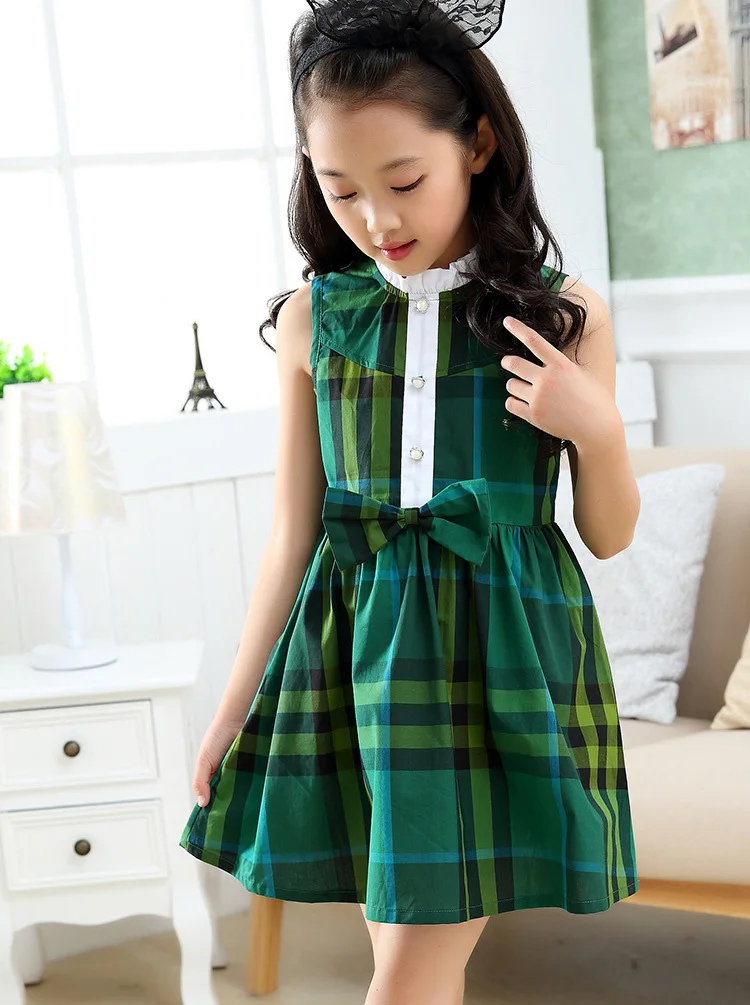 New Models Girls Cotton Sleeveless Dresses Kids Clothes Dress Spring ...