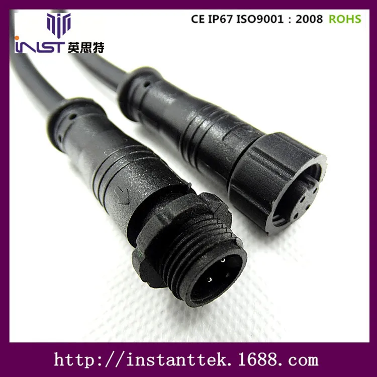 Inst Ip67 2pins 10amp Waterproof Rear Panel Mounted Cable Connector ...