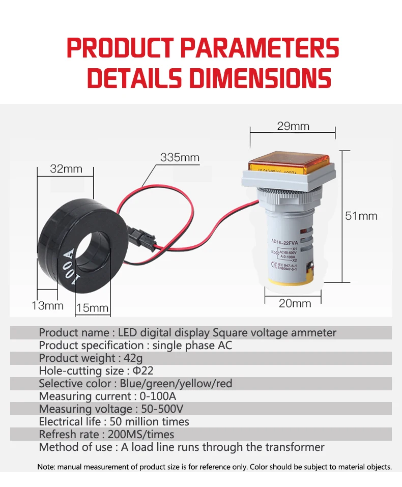 AD16-22FVA LED Light Digital Display for Current & Voltage