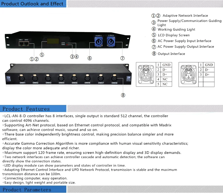 Dmx 8 Universe Artnet Controller Dmx512 Led Falling Star Light Controller/rgb Led Artnet ...