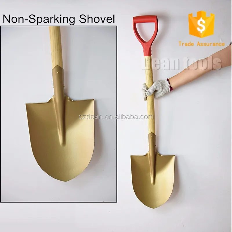 Round Shovel Long Handle Wooden Brass Copper Beryllium Free Anti Spark ...
