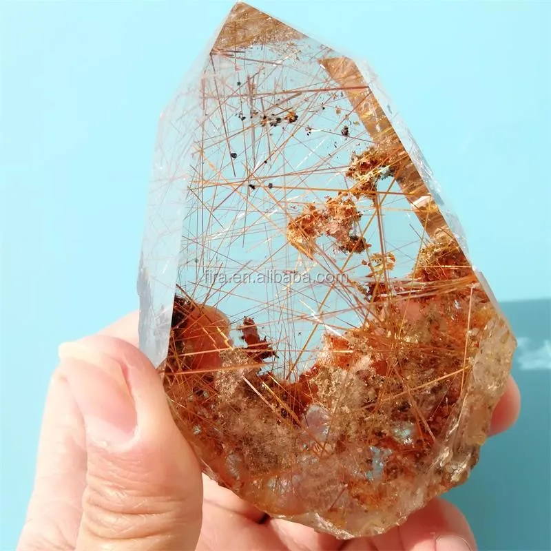Rare Natural Copper Hair Rutilated Quartz Crystal Point Healing Raw ...