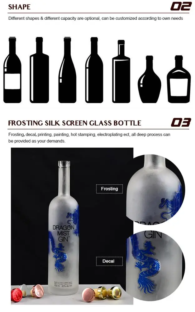 Fancy Small Size Vodka Whisky Brandy Frost Glass Bottle