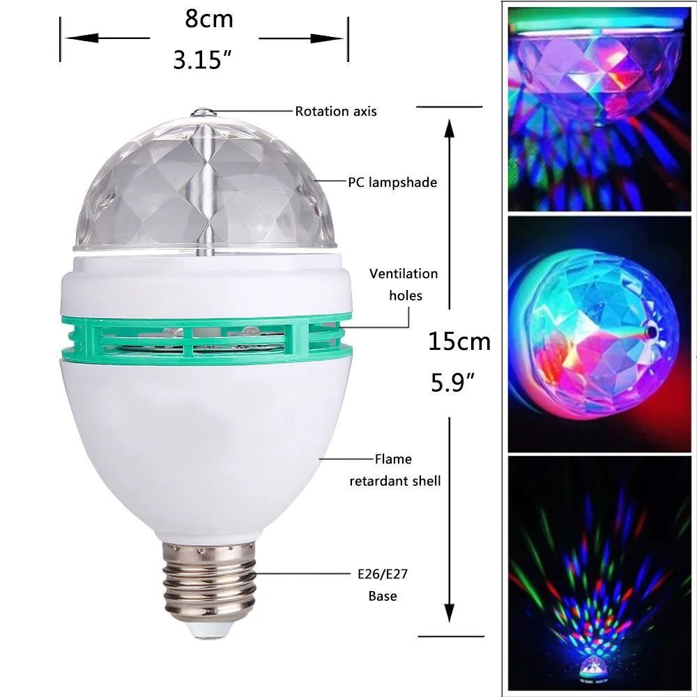 E27 Led Full Color Rotating Disco Crystal Magic Stage Ball Bulb - Buy ...