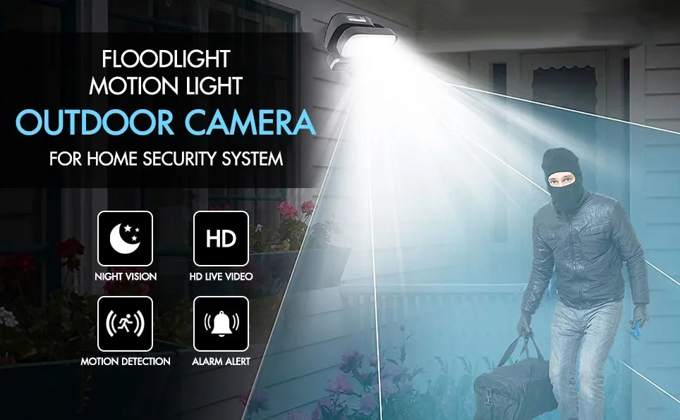 Siren Alarm Floodlight with Motion Light Outdoor Camera