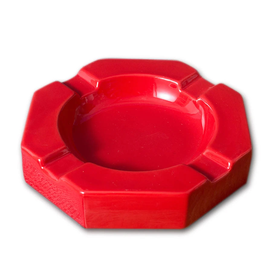 Wholesale Custom Logo Large Red Porcelain Smoking Ash Tray