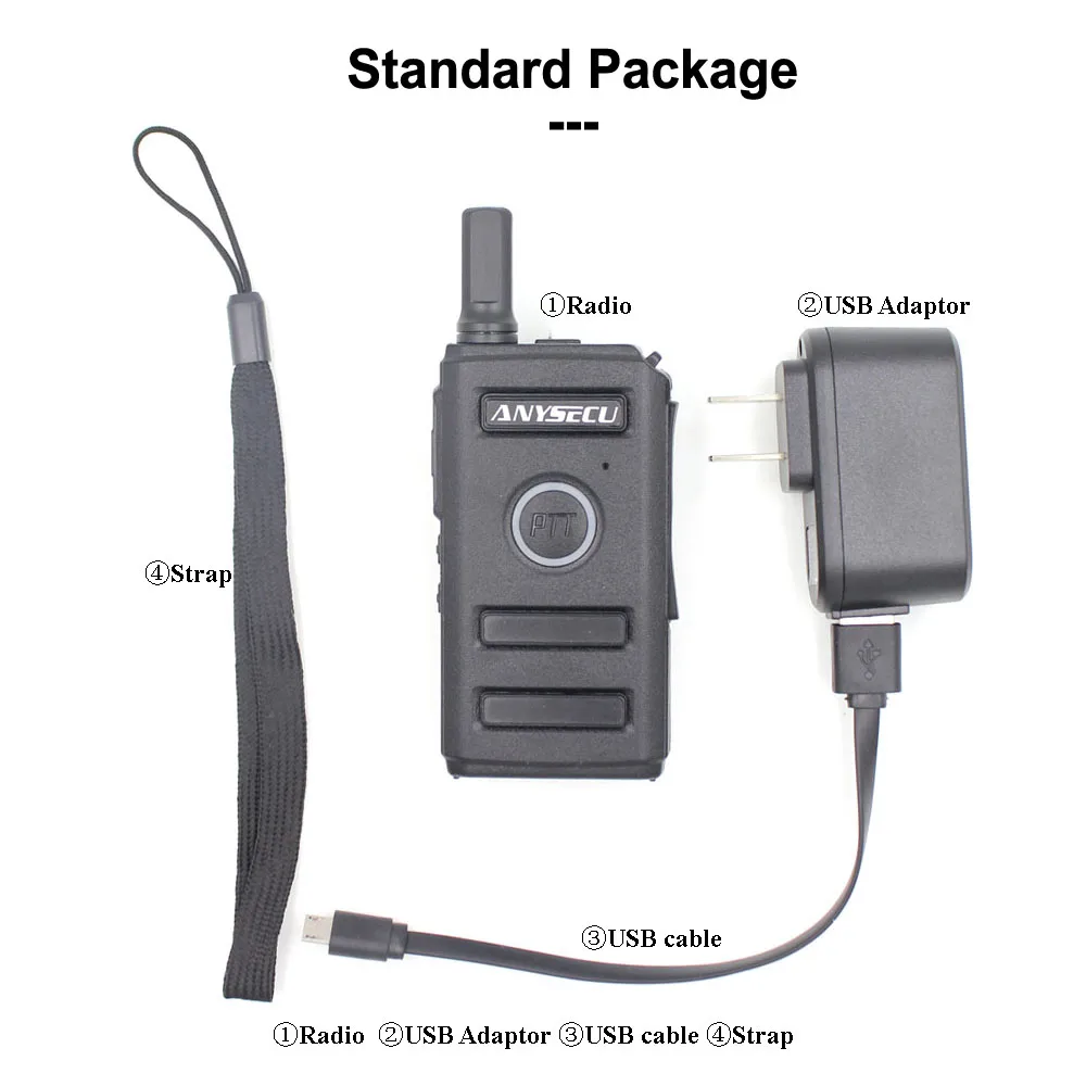 Dual PTT Mini Walkie Talkie - ANYSECU MINI-2 UHF 400-470MHz 16CH 2 Way ...