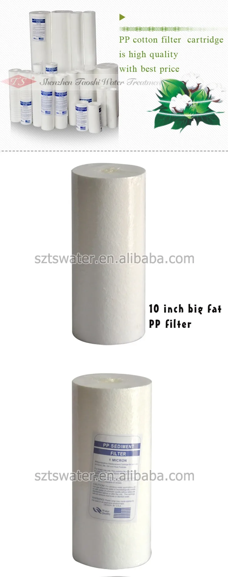 10 Inch / 20 Inch Big Fat Pp Cotton Filter Sediment Cartridge With 1 ...