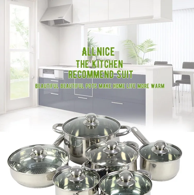 12 Pcs Cookware Set Bakelite Handle Glass Handle Cooking Pot/sauce Pot ...