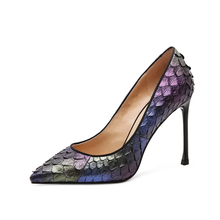 Shop Women's Sexy Pump Heel Purple Snake Skin High Heels