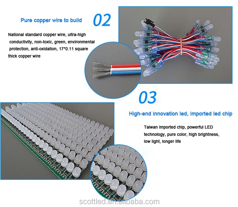 Bullet Nodes WS2811 12V 18awg Smart RGB Led Pixel String