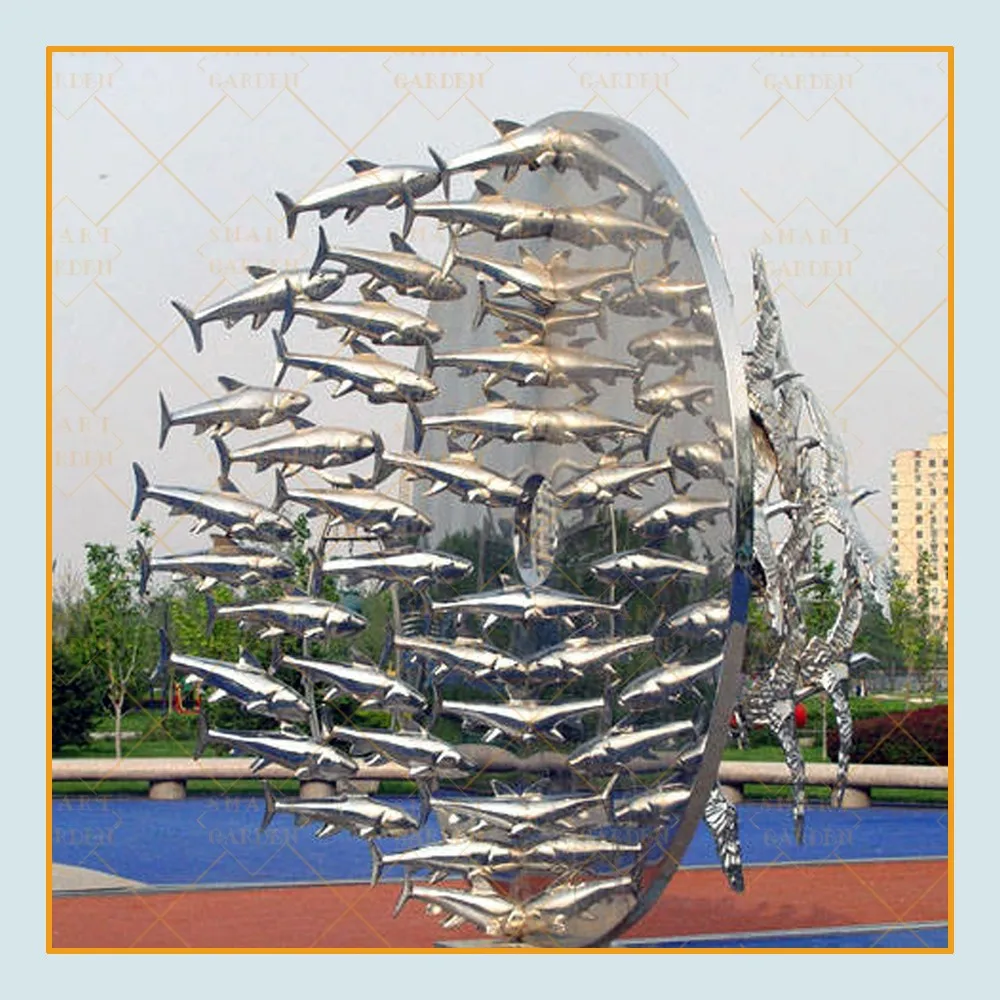 Large Mirror Polished Stainless Steel Fish Sculpture