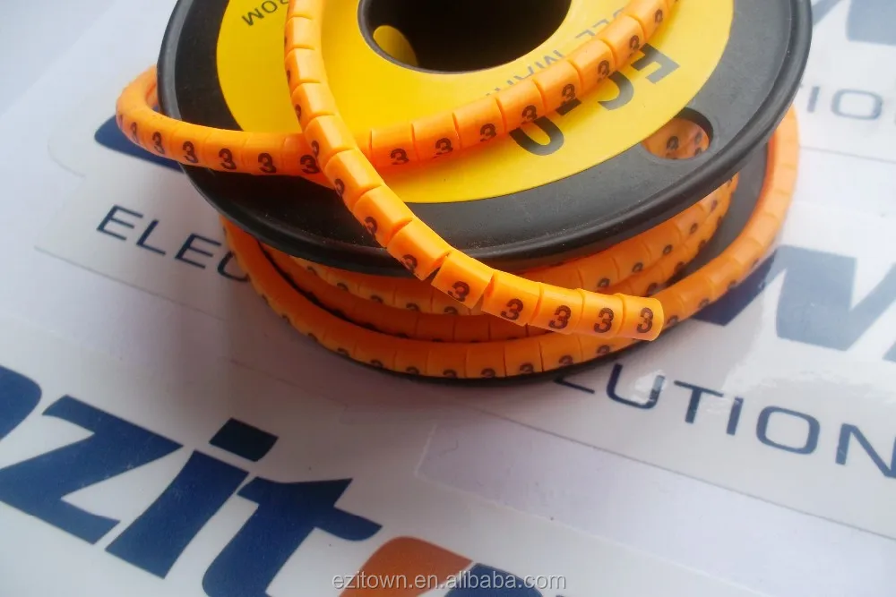 Ec-j Pvc Yellow Cable Marker Tubing Type Electrical Flat Anti Grease ...