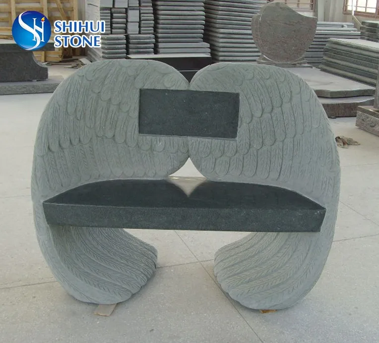 Wholesales Angel Wings Granite Monument Cremation Bench For Cemetery ...