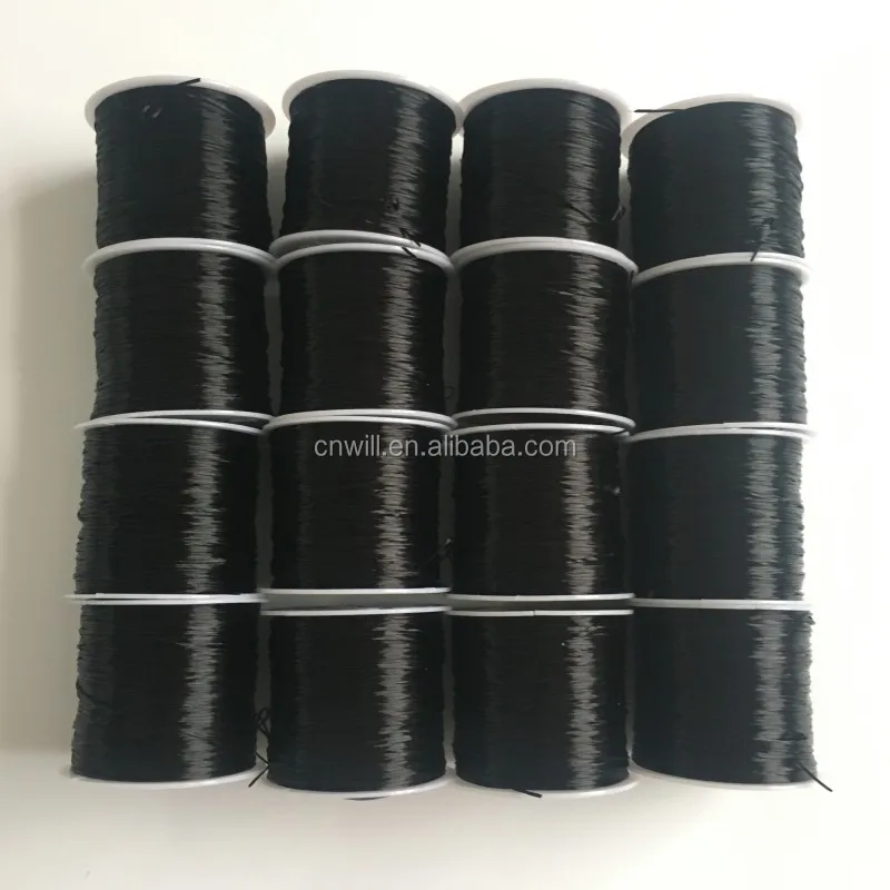 Black Flat Black Line Nylon Rubber Stretchy Cord for Hair Extension ...