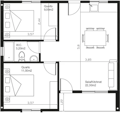 2 Bedroom Prefab Small Homes Container House 55m2 - Buy 2 Bedroom ...