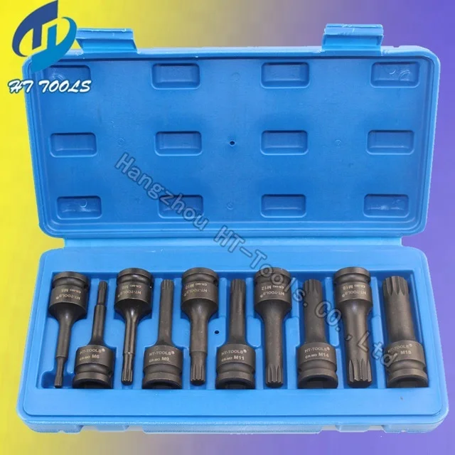10pcs 1/2" DR Impact Spline Bit Socket Set - Durable & Versatile