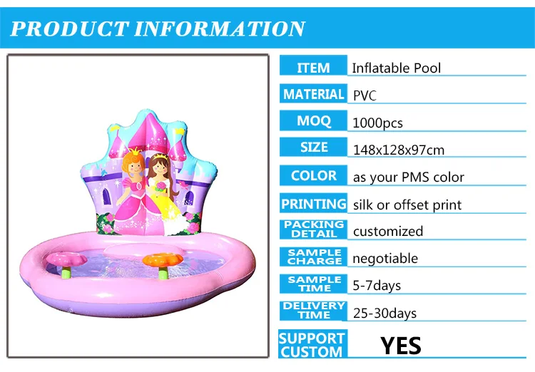Princess Kiddie Pool Inflatable Custom Kids Swimming Pool Plastic Girls ...
