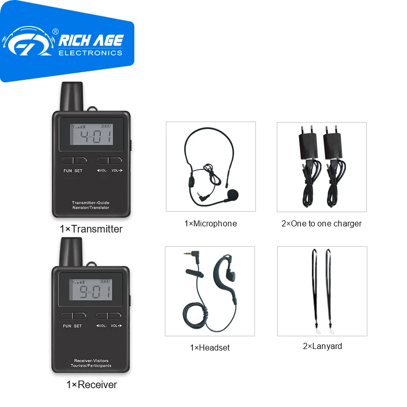 2.4g 1 Transmitter + 1 Receiver Digital Portable Audio Guide System ...