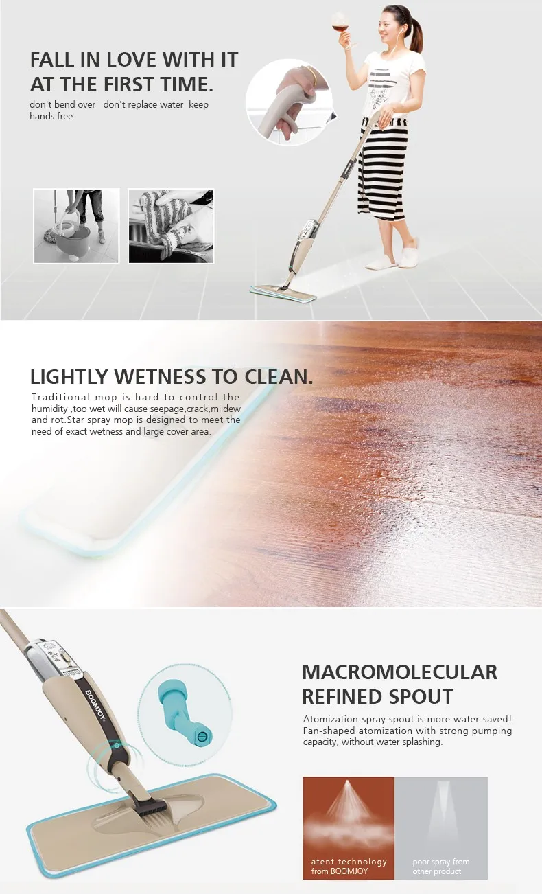 Boomjoy Super Clean 360 Swivel Microfiber Hand Press Easy Floor ...