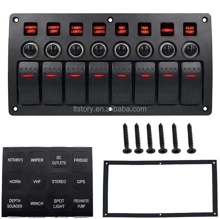 8 Gang Indicators Circuit Breaker Rocker Switch Panel - Buy 8 Gang ...