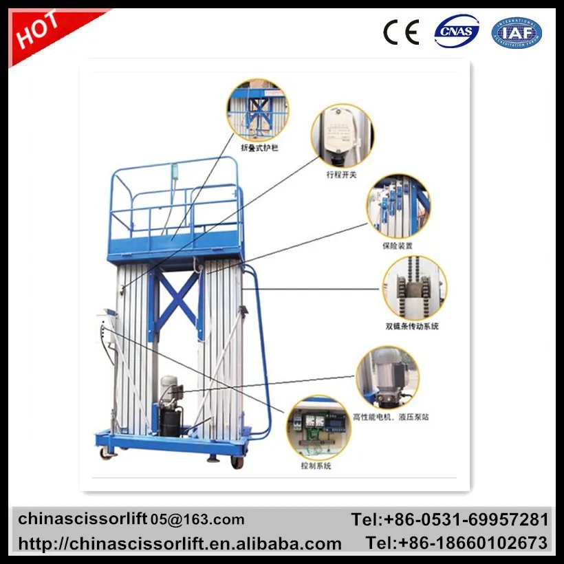 Height Adjustable Telescopic Mechanism Hydraulic Man Lift Aerial Work ...