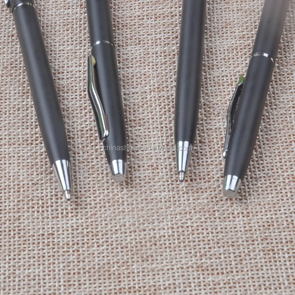 Free Sample Slim Black Ink Metal Ball Pen for Hotel Promotions