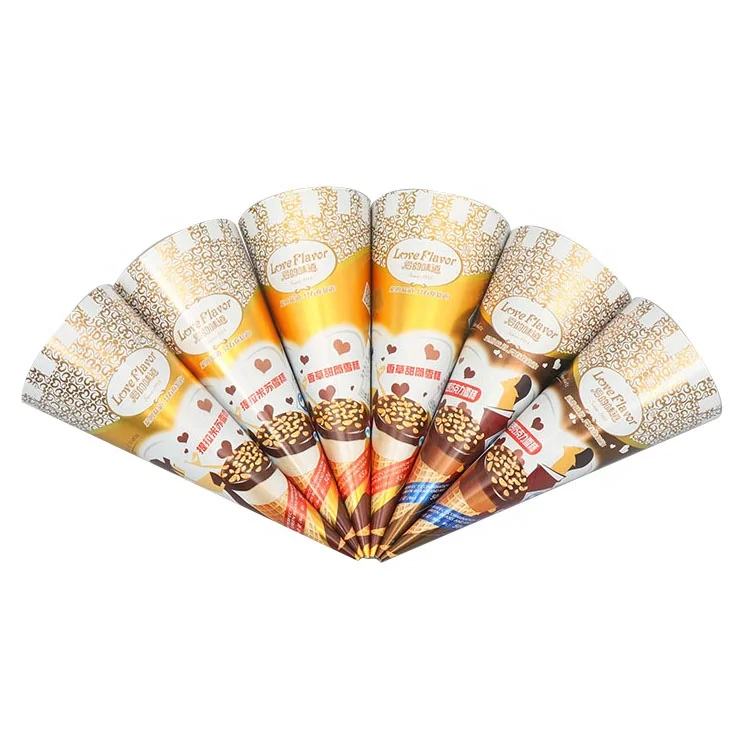 Custom Ice Cream Cone Wrapper Paper Packaging - Disposable
