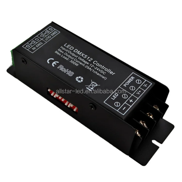 1 Channel Dmx Controller Dmx Decoder 12-24v 25a 300w Dmx 512 Light ...