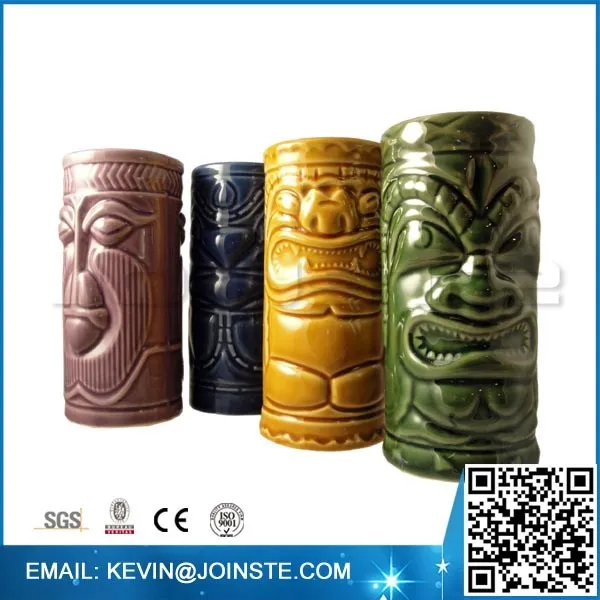 Customized Shape 12oz Ceramic Tiki Mug Set,Custom Tiki Mugs,Skull Mug ...