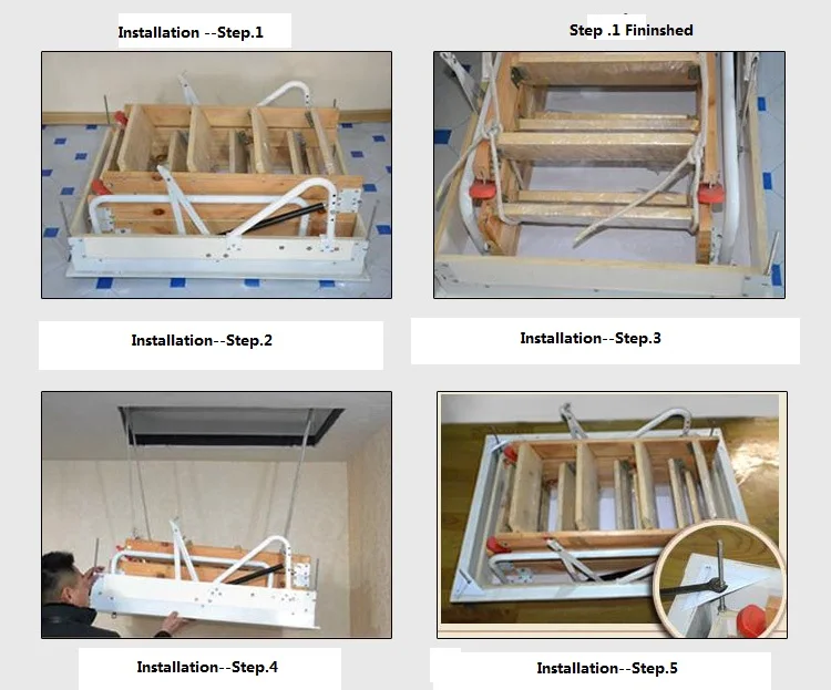 Folding Wooden Loft Stairs with Handrail - Safe & Stylish