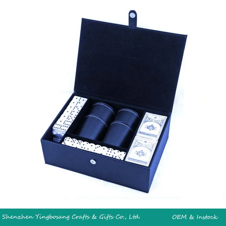 3 In 1 Dice Shaker And Playing Card Set In Blue Leather Case - Buy Dice ...