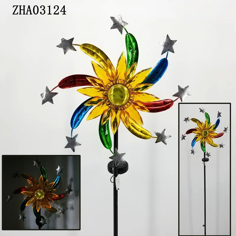 Sunflower Garden Metal Stake Solar Moon Star Wind Spinner - Buy Moon ...