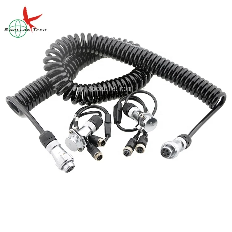 8m Spiral Cable Vehicle Truck Heavy Duty Front Sensors Camera Kit 12 ...
