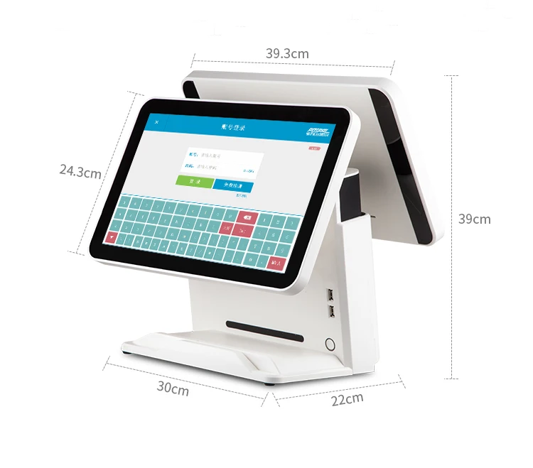 15.6" Pos Cashier Register Machine All In One Windows 15.6" Dual Screen ...