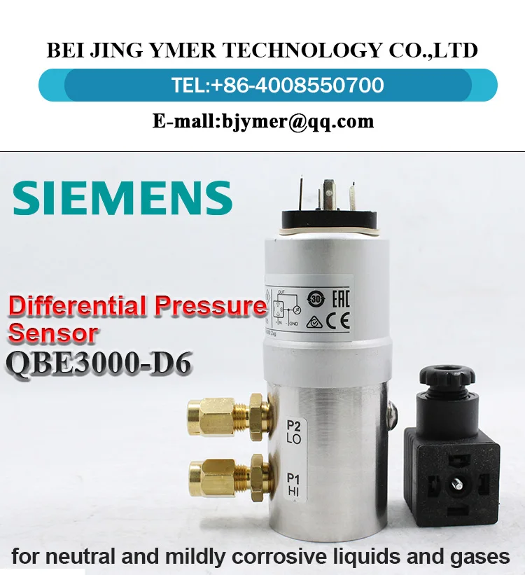 Siemens Differential Pressure Sensor Qbe3000-d4 Qbe3000-d6 Qbe3000-d10 ...