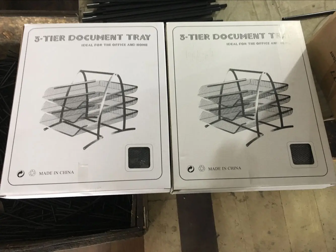 Office 3 Layer Desk Table Iron Mesh Desktop File Organizer